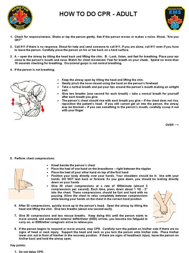 Adult CPR: Step-by-Step Guide | PDF | Cardiopulmonary Resuscitation ...