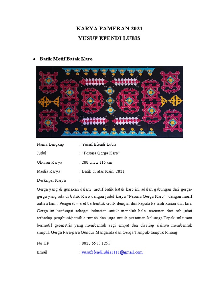 Yusuf Efendi Lubis Karya Pameran Kls B | PDF