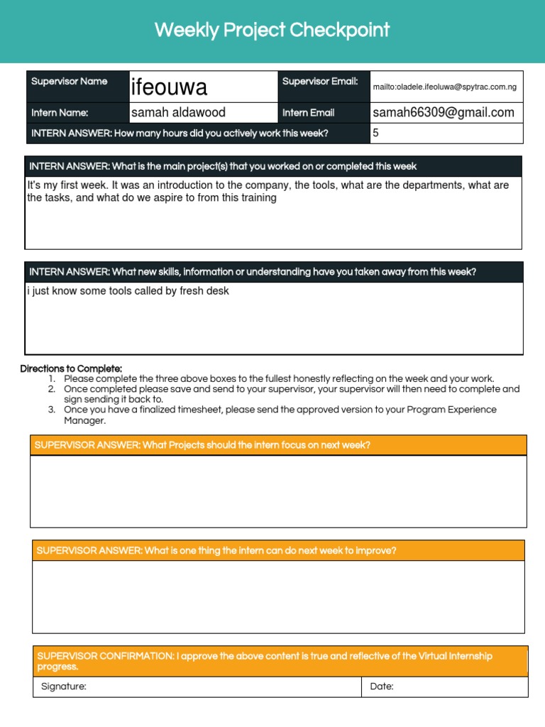 Weekly Project Checkpoint | PDF | Career & Growth | Business