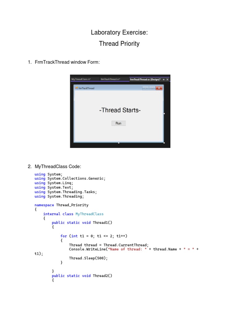 Laboratory Exercise Thread Priority 1 Frmtrackthread Window Form