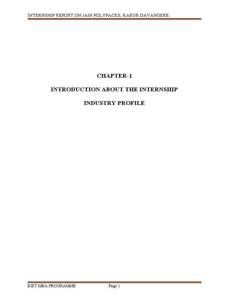 Chapter-1 Introduction About The Internship Industry Profile | PDF ...