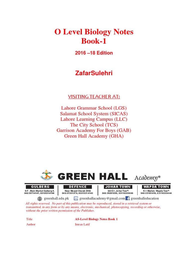 O Level Biology Read and Write Book | Download Free PDF | Osmosis | Enzyme