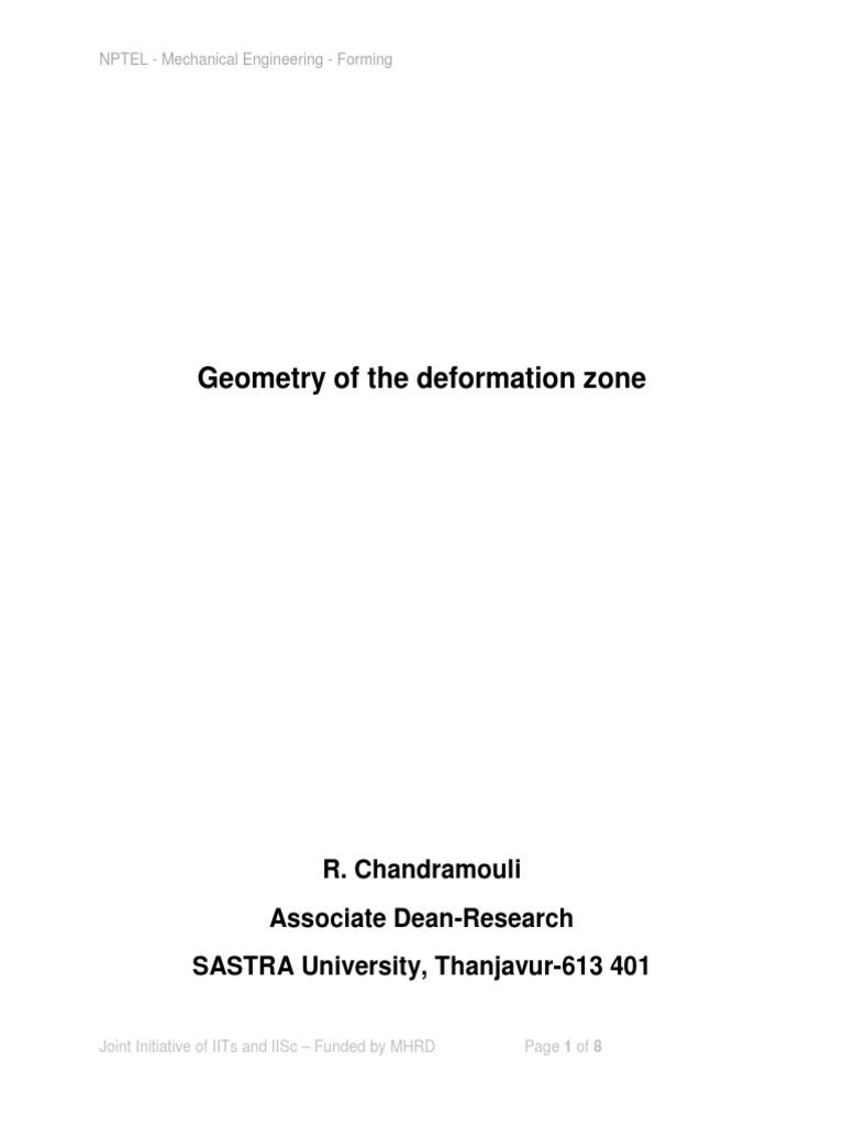 Deformation Zone Geometry in Forming | PDF | Deformation (Engineering ...