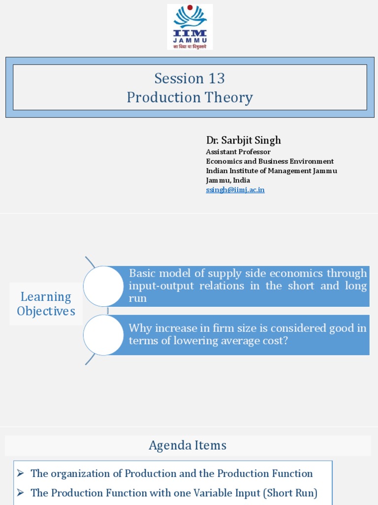Session 13 Production Theory | PDF | Production Function | Microeconomics