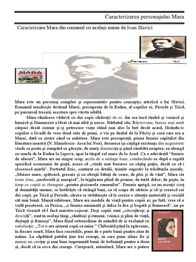 Caracterizare Mara | PDF