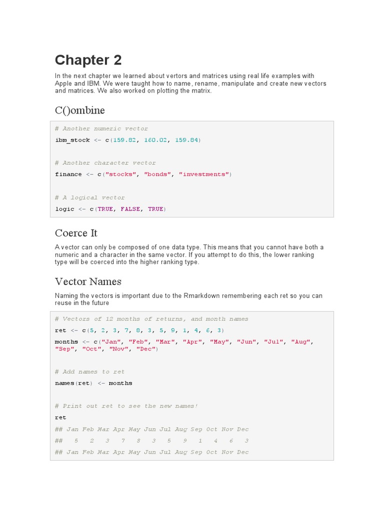 Intro For R For Finance CH 2 | PDF | Matrix (Mathematics ...