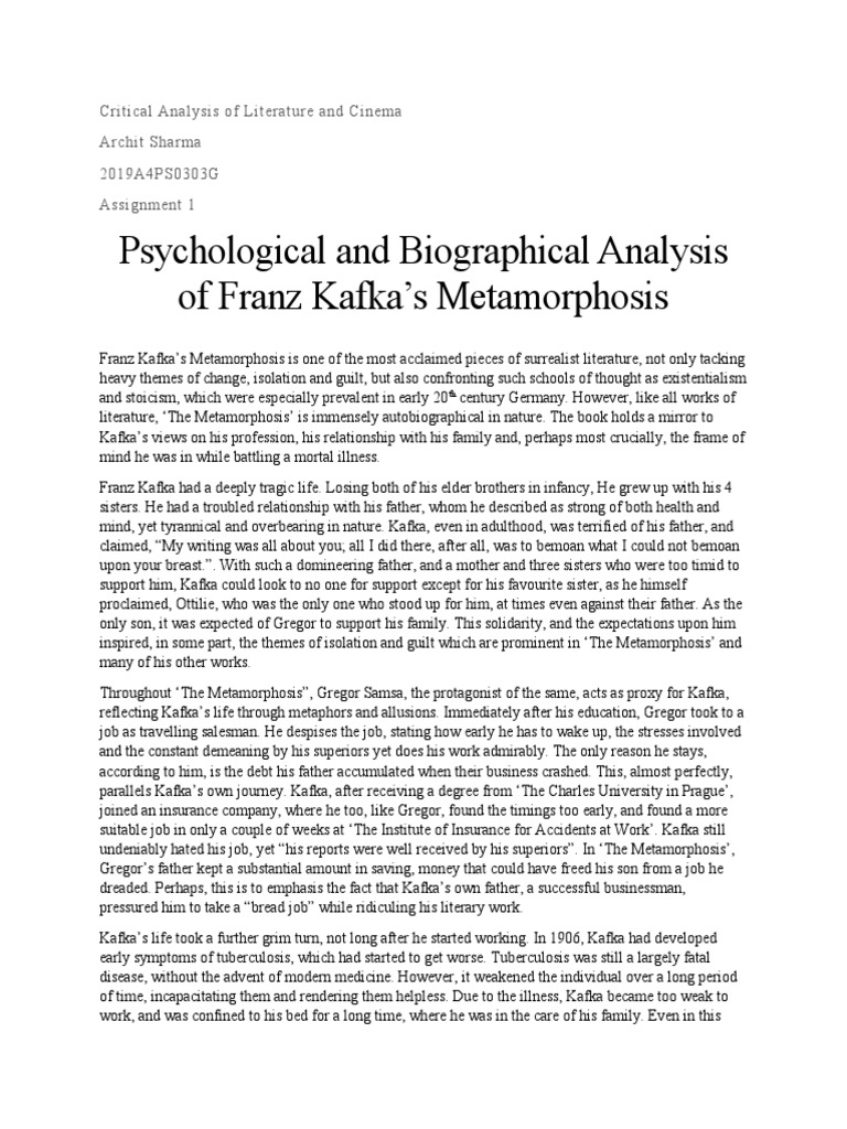 Psychological and Biographical Analysis of Franz Kafka's Metamorphosis ...