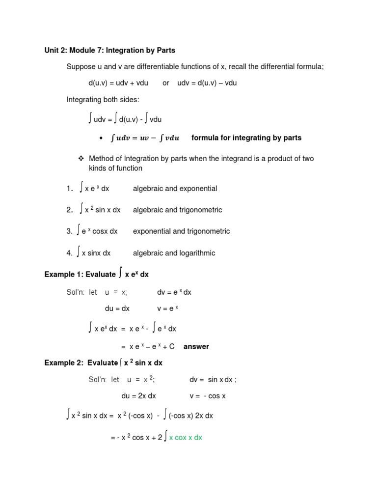 Calculus: Integration by Parts | PDF | Integral | Calculus