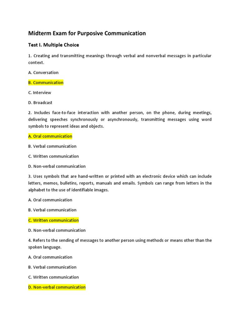Purposive Communication Midterm Exam Guide | PDF | Communication ...