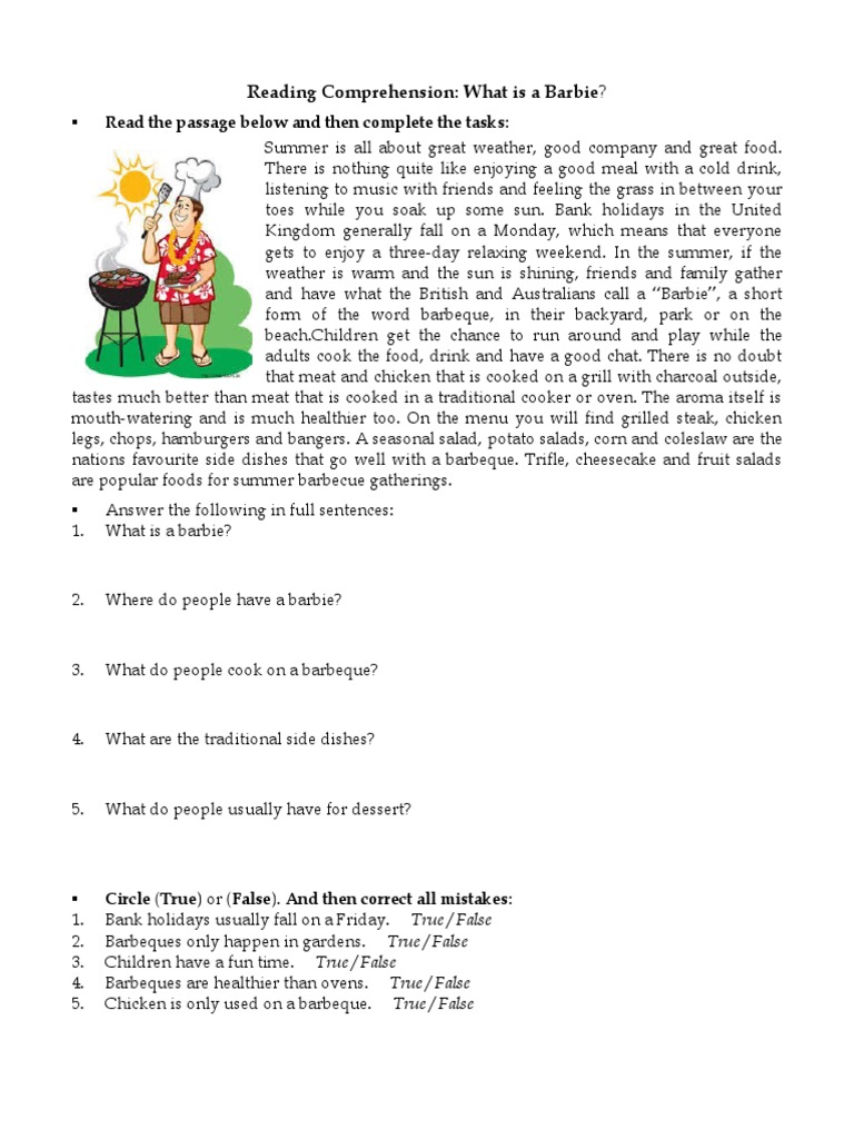Reading Comprehension Exercises - What Is A Barbie | PDF