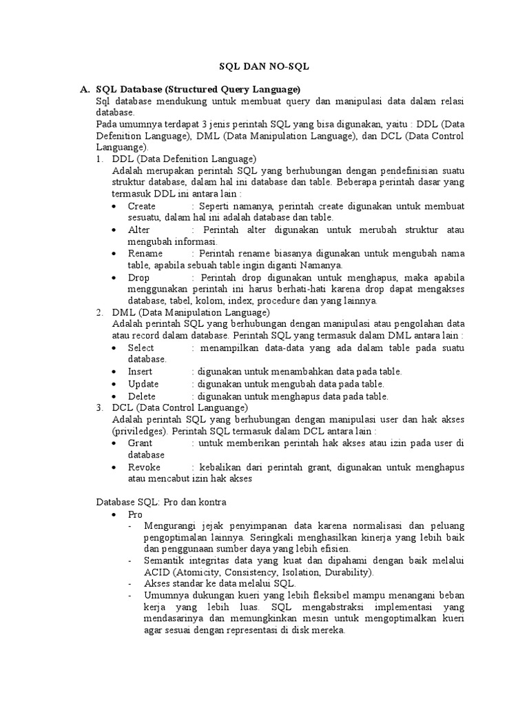 SQL DAN NOSql | PDF