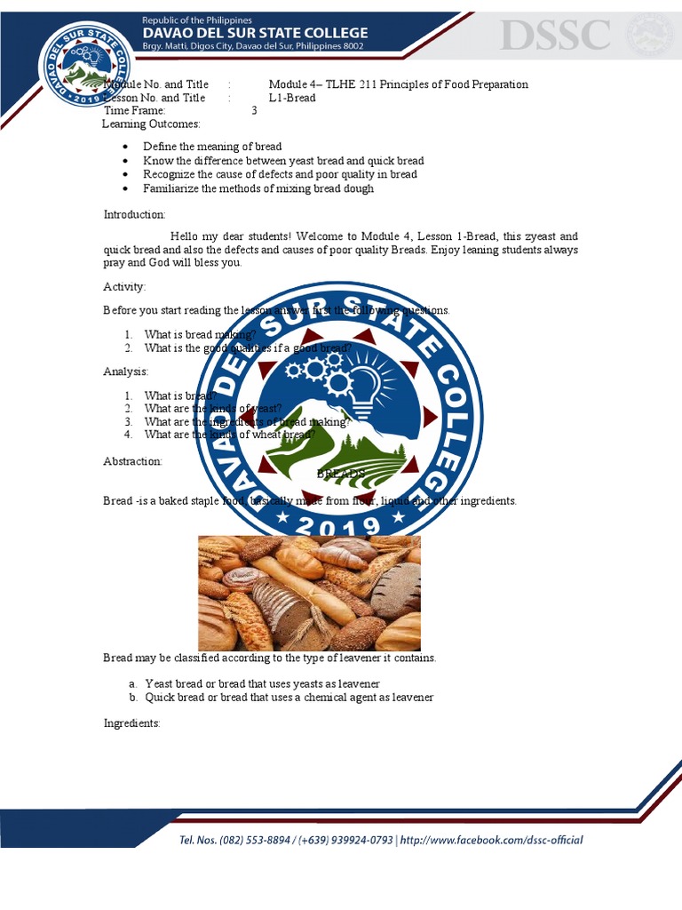 Module 4 L1 Principles of Food Preparation | Download Free PDF | Breads ...