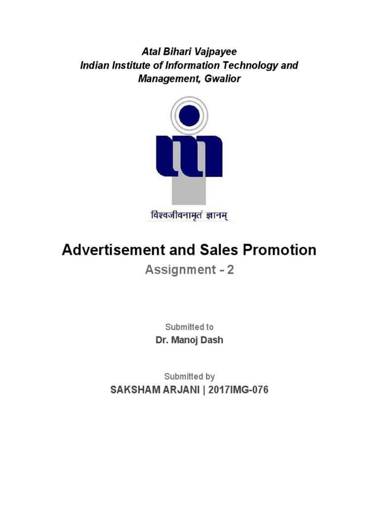 Advertisement and Sales Promotion: Assignment - 2 | PDF | Brand ...