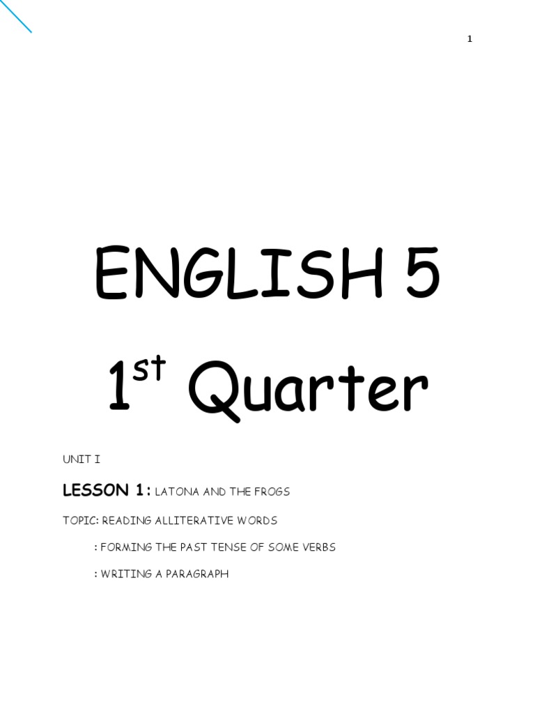 ENGLISH 5 - 1st Quarter | PDF | Plot (Narrative) | Verb