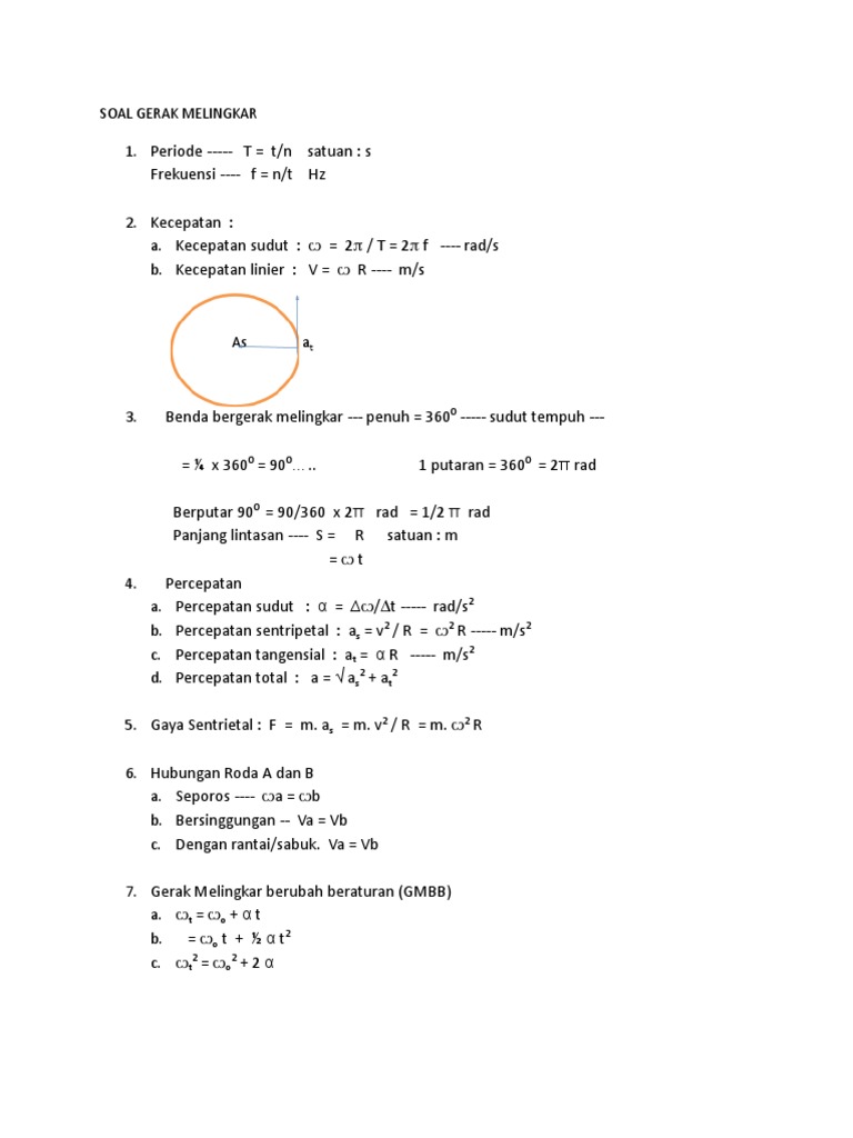 Soal dan Rumus Gerak Melingkar | PDF