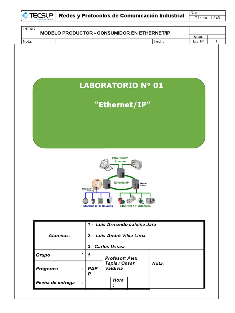 Lab 01 - EtherNet - IP | PDF | Protocolos de internet | Red de computadoras