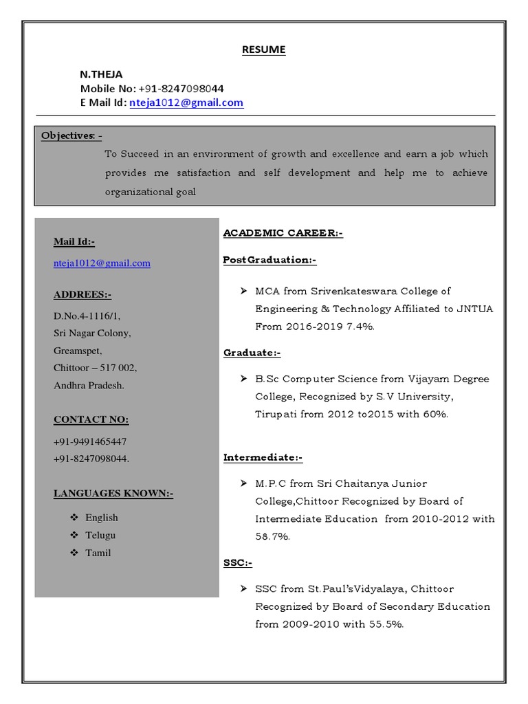 A Well-Rounded Resume Highlighting Academic Achievements, Work ...
