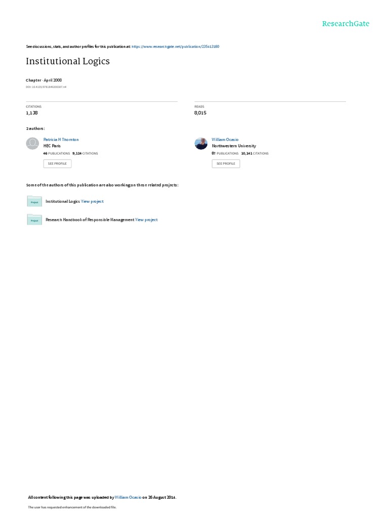 Institutional Logics | PDF | Rationality