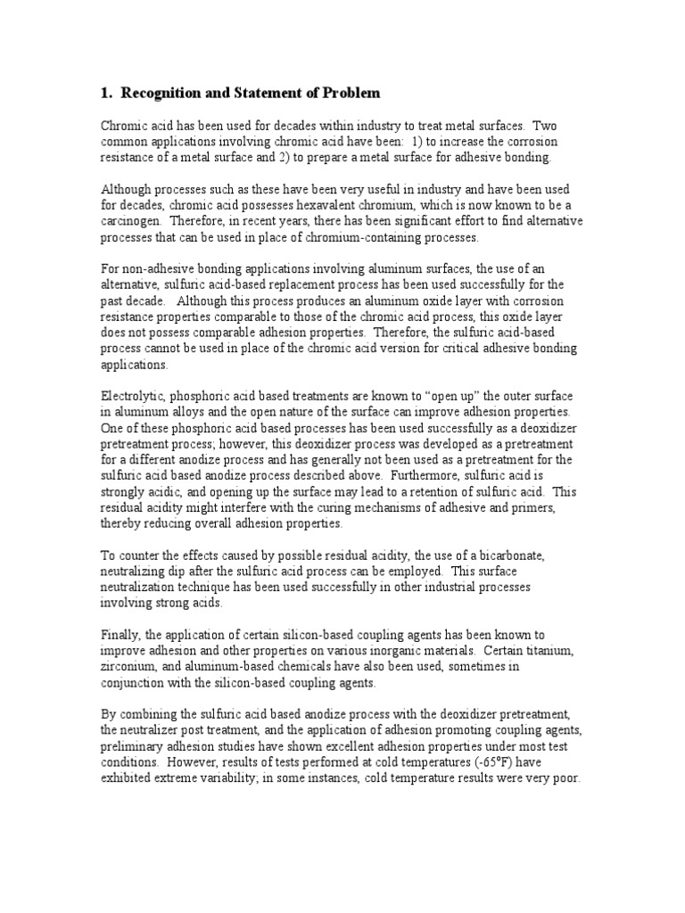 Recognition and Statement of Problem | PDF | Chemistry | Materials