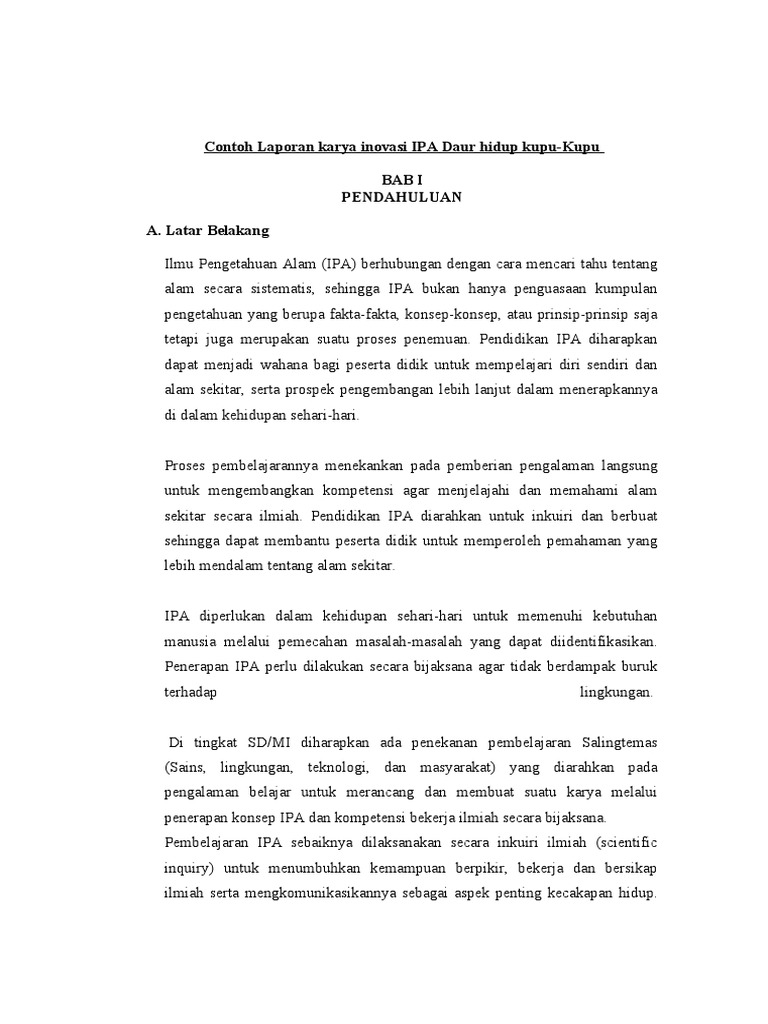 Contoh Laporan Karya Inovasi IPA | PDF