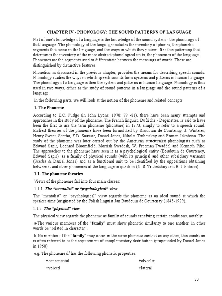 Chapter IV - Phonology - The Sound Pattern of Language | PDF | Phoneme ...