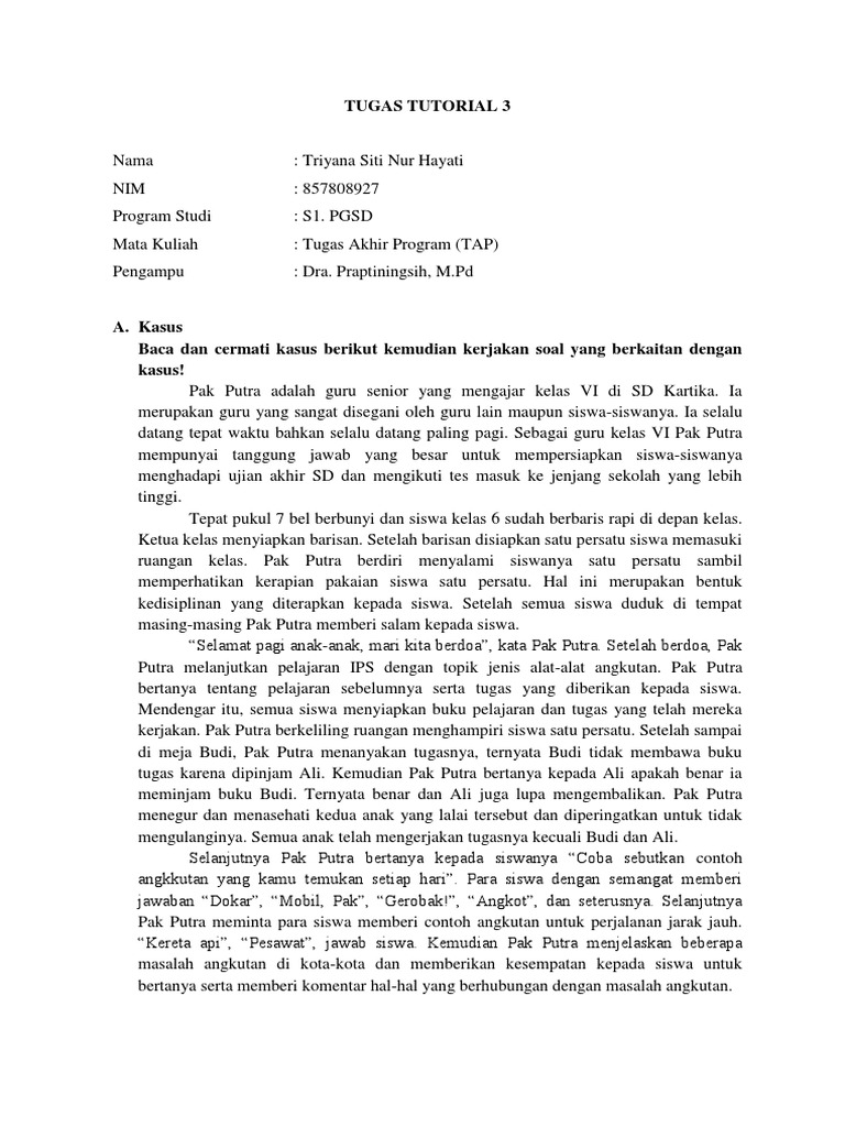 Tugas Tutorial 3 TAP | PDF | Karier & Perkembangan | Seni & Disiplin Bahasa