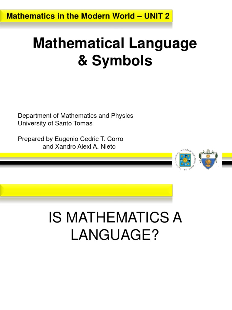 Mathematical Language & Symbols: Mathematics in The Modern World - Unit 2 | PDF | Set ...