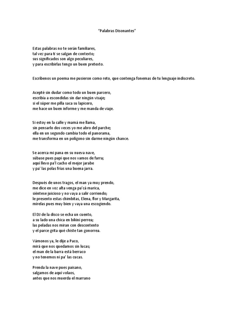 Palabras Disonantes | PDF