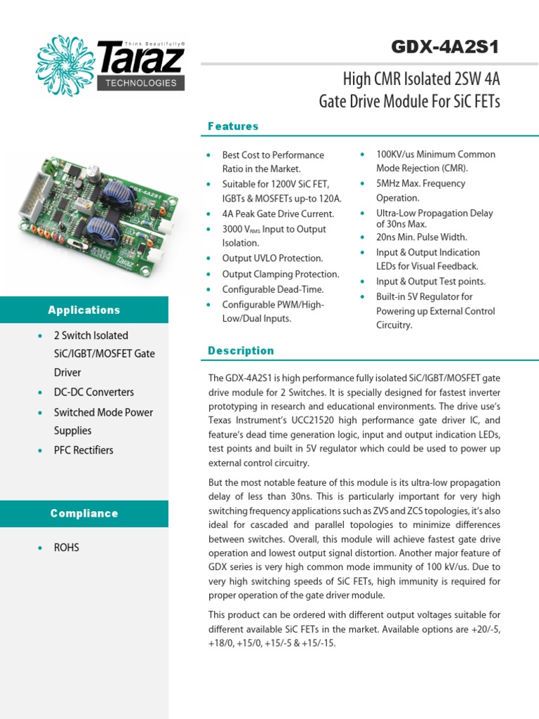 High CMR Isolated 2Sw 4A Gate Drive Module For Sic Fets | PDF | Field ...