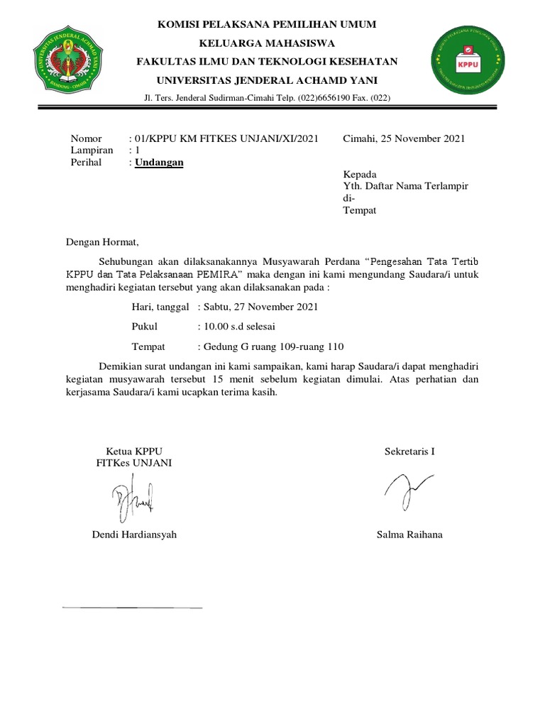 Surat Undangan ORMAWA 2711 | PDF