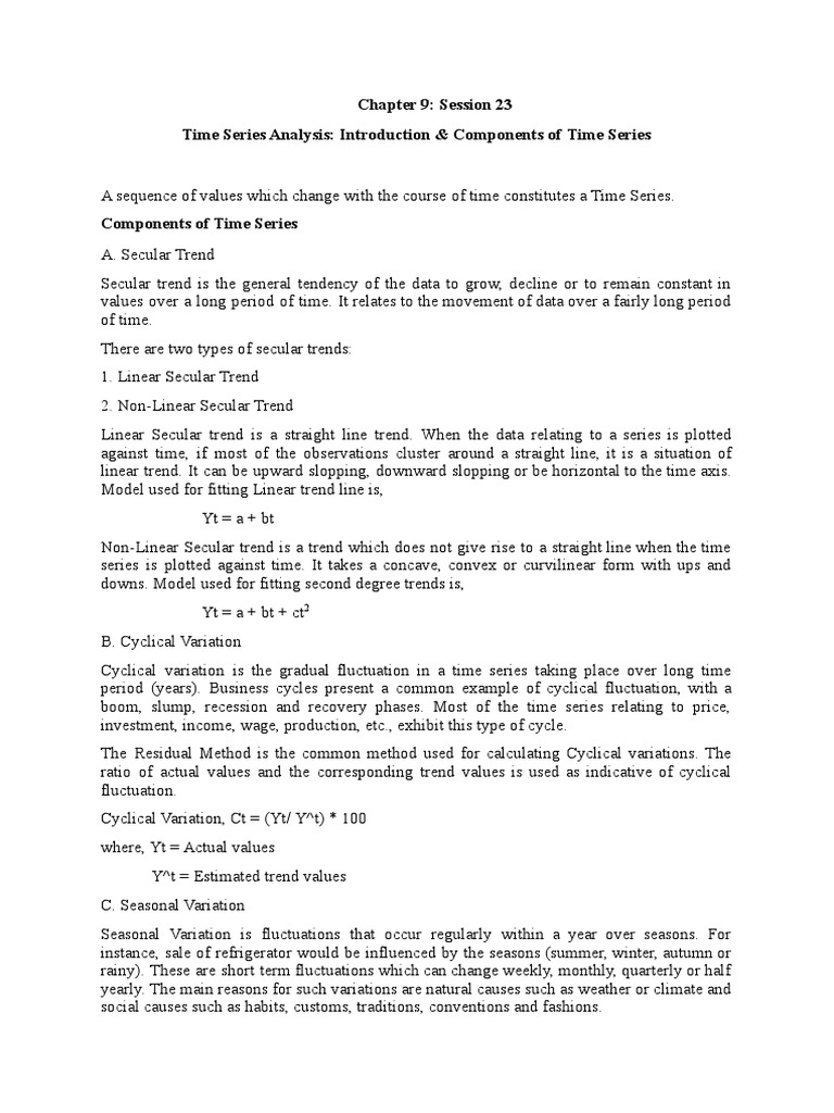 Chapter 9: Session 23 Time Series Analysis: Introduction & Components ...