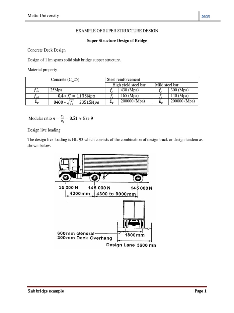 Mettu University: Super Structure Design of Bridge | PDF | Bridge | Bending