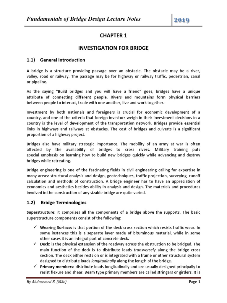 Fundamentals of Bridge Design Lecture Notes | PDF | Bridge | Deep ...