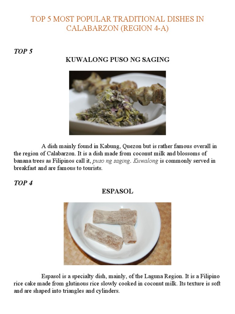 Top 5 Most Popular Traditional Dishes in Calabarzon (Region 4-A) | PDF ...