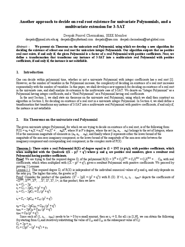 Another Approach To Decide On Real Root Existence For Univariate Polynomials And A Multivariate
