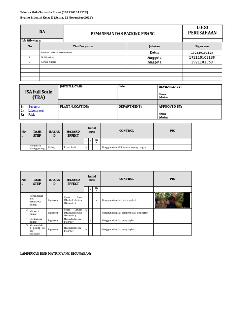 Form JSA - Tugas HI | PDF