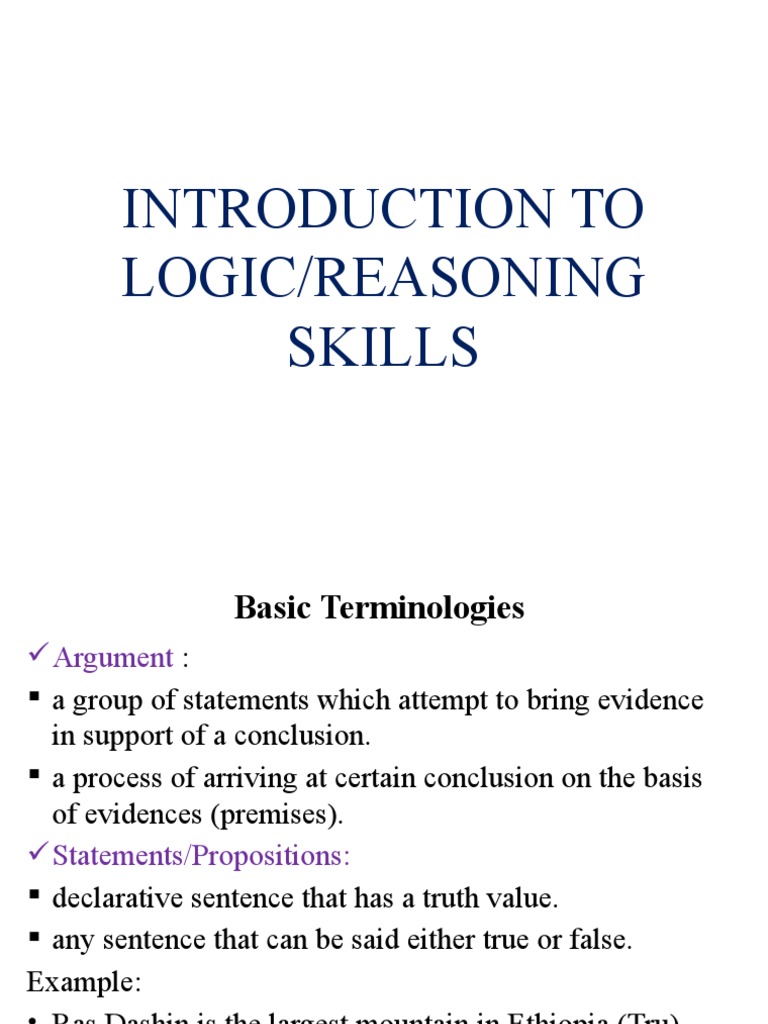 Introduction To Logic/Reasoning Skills | PDF | Argument | Logical Consequence