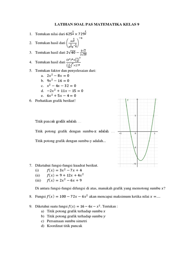Latihan Soal Pas Mat Kelas 9 | PDF | Metode & Bahan Ajar | Komputer