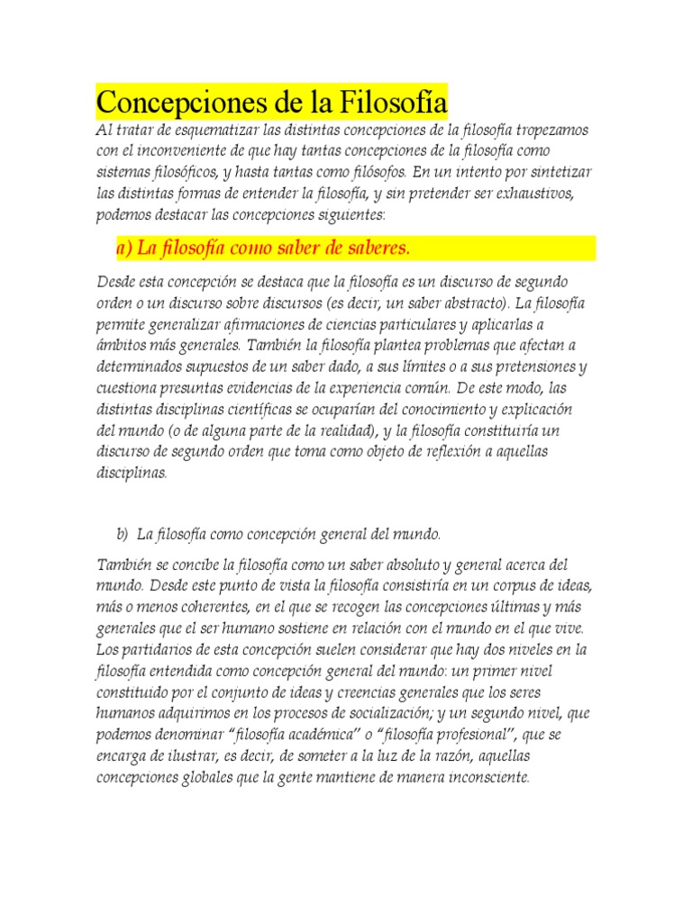 Concepciones de La Filosofía | PDF | Conocimiento | Verdad