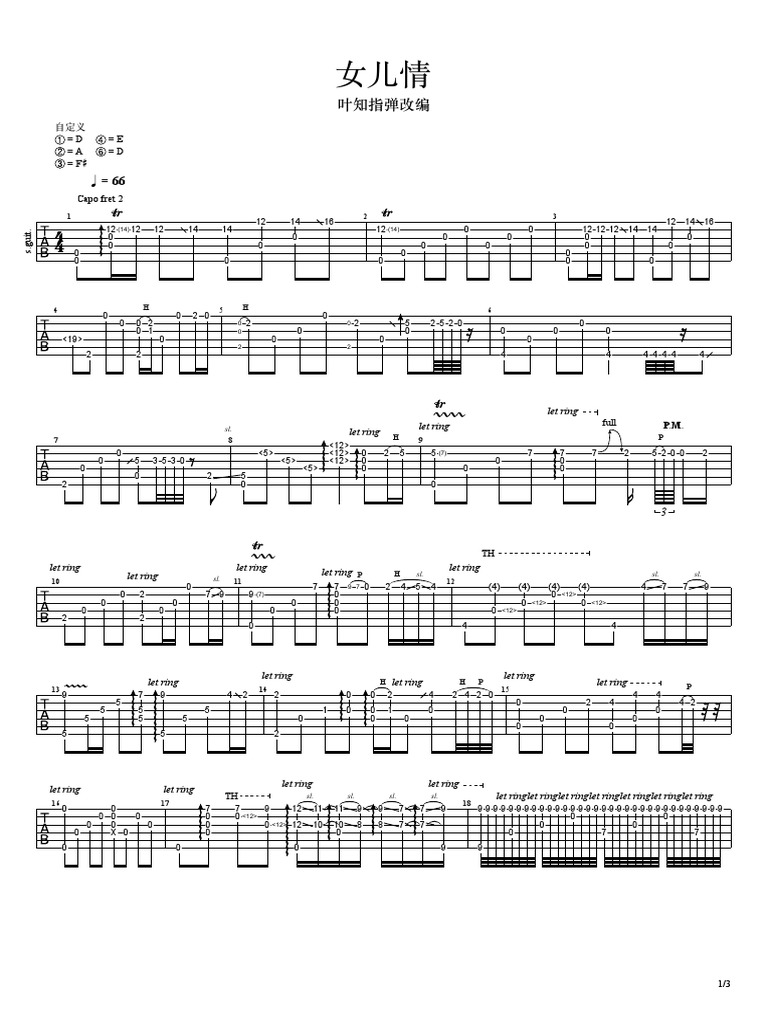 Guitar Let Ring Notation Guide | PDF | Chordophones | String Instruments