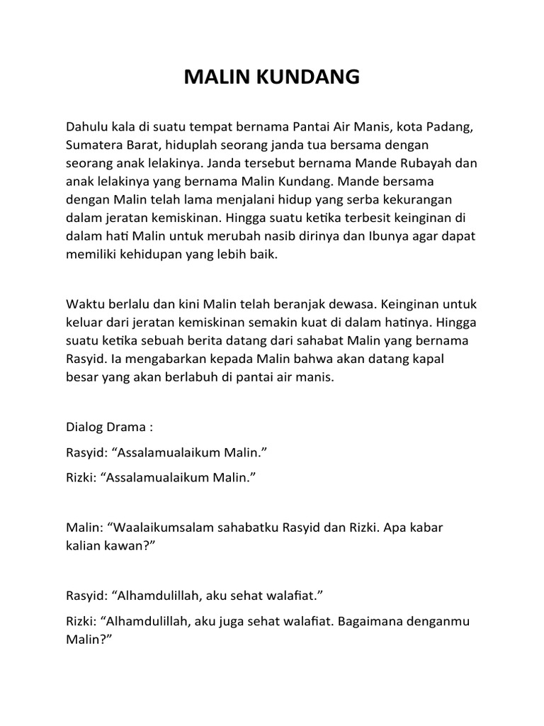 Malin Kundang 8 Orang | PDF