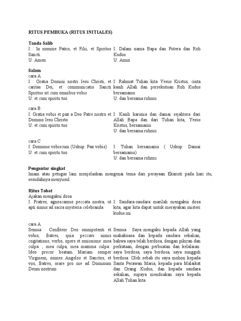 Ritus Pembuka (Ritus Initiales) Tanda Salib | PDF