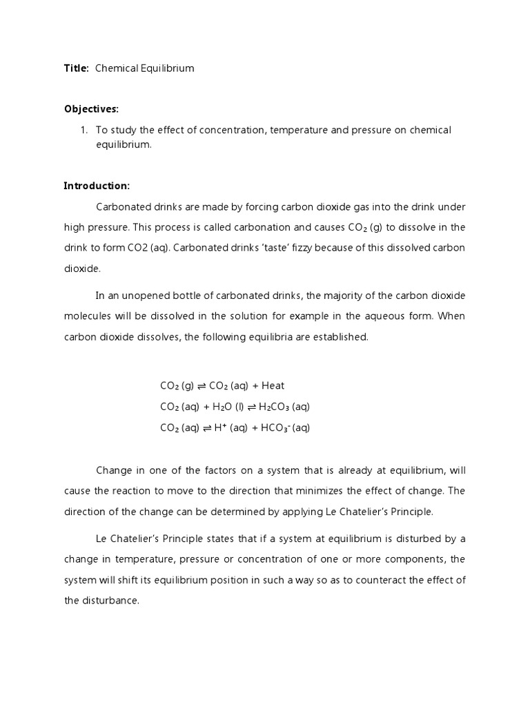 Effects of Temperature, Pressure, Concentration on Equilibrium | PDF ...