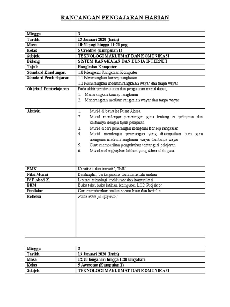 RPH TMK Tahun 5 | PDF