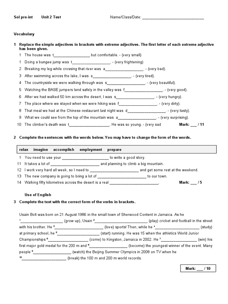 Sol3e - Preint - U2 - Progress - Test Saját - A | PDF | Mount Everest Sol3e - Preint - U2 - Progress - Test Saját - A | PDF | Mount Everest