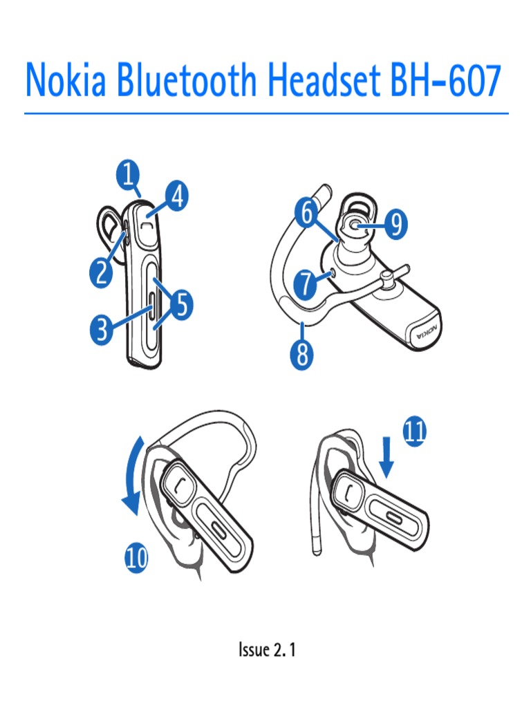 Nokia Bluetooth Headset BH-607: Issue 2. 1 | PDF | Battery Charger ...