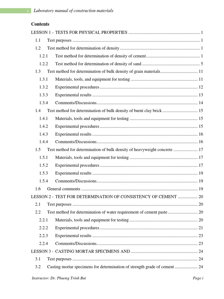 Laboratory Manual for Construction Materials | PDF | Density | Porosity