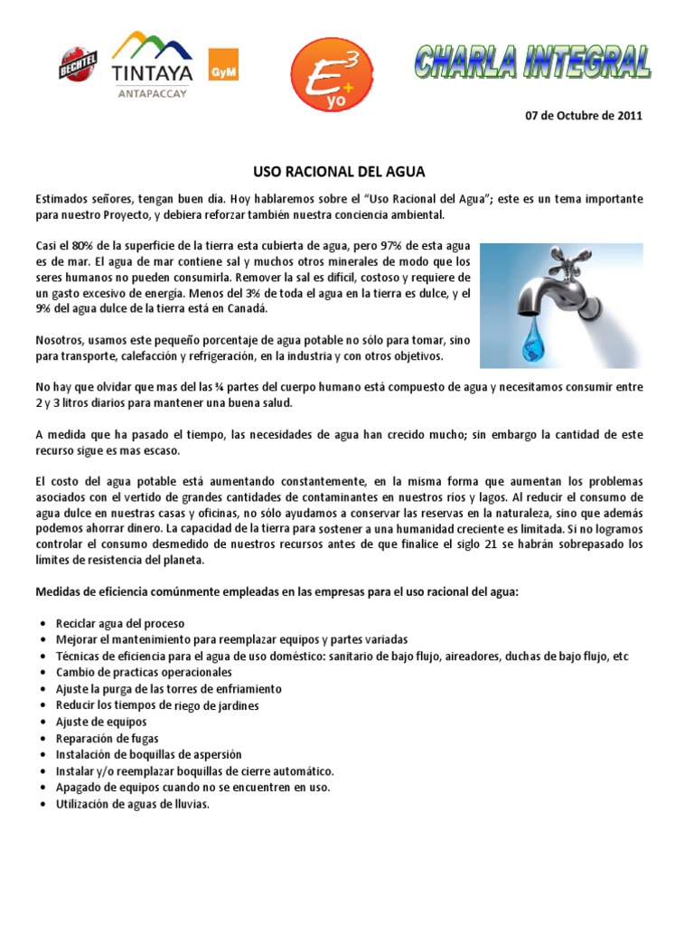 07 - 10 - 11 - Uso Racional Del Agua | Descargar gratis PDF | Agua | Ducha