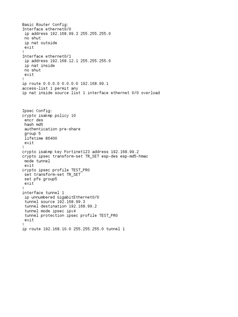 Ipsec Tunnel Configuration in Cisco Router | PDF | Computers
