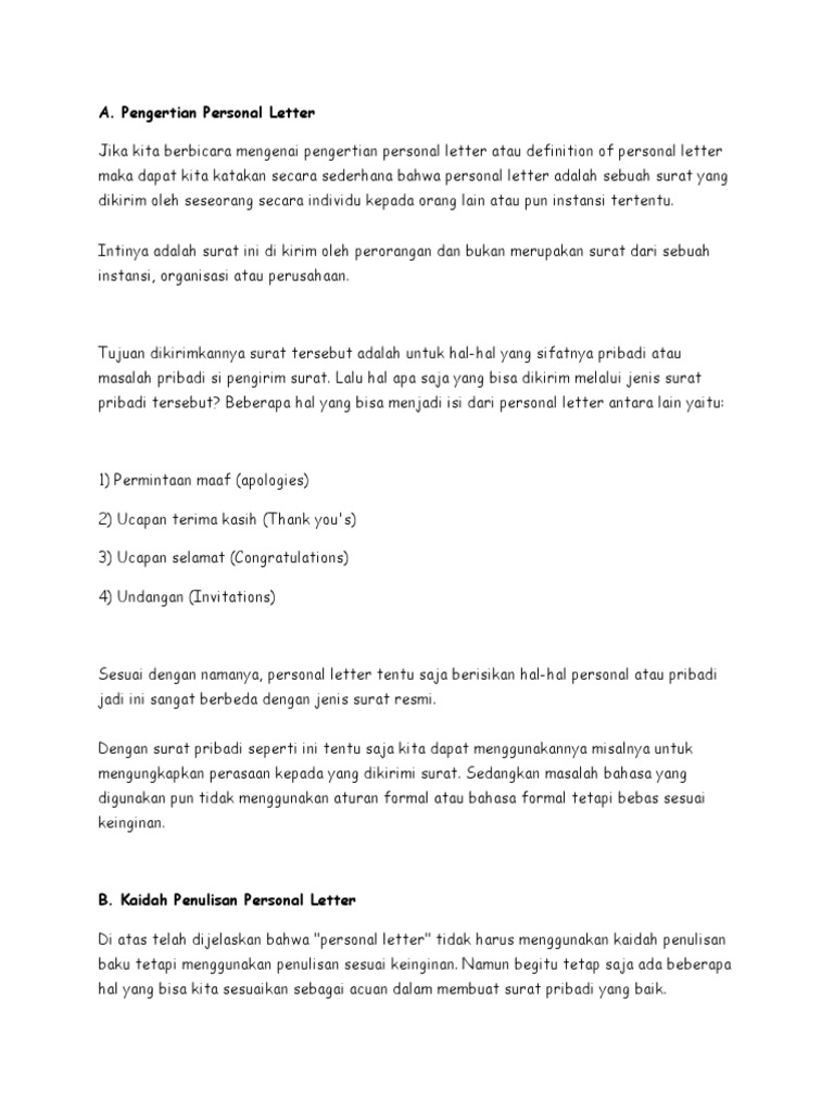Materi Personal Letter | PDF